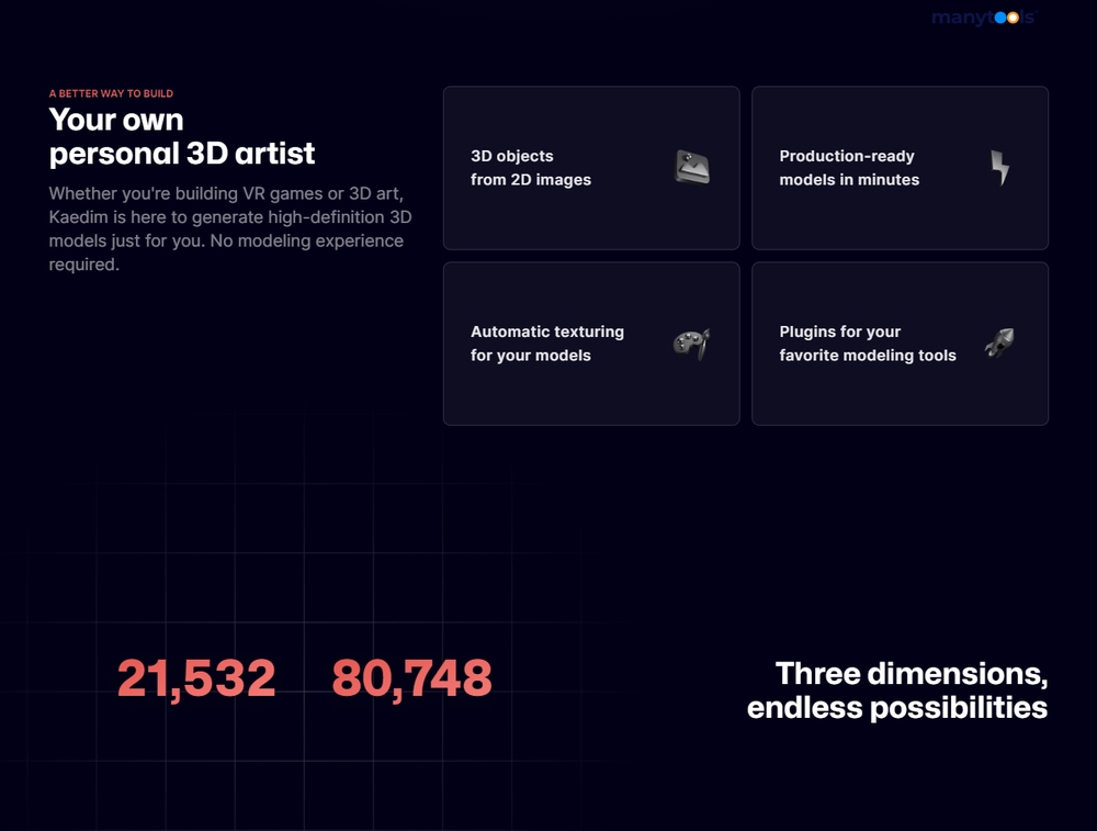 Kaedim 3D & 15+ AI 3D Tools Sites Like Kaedim3d.com/