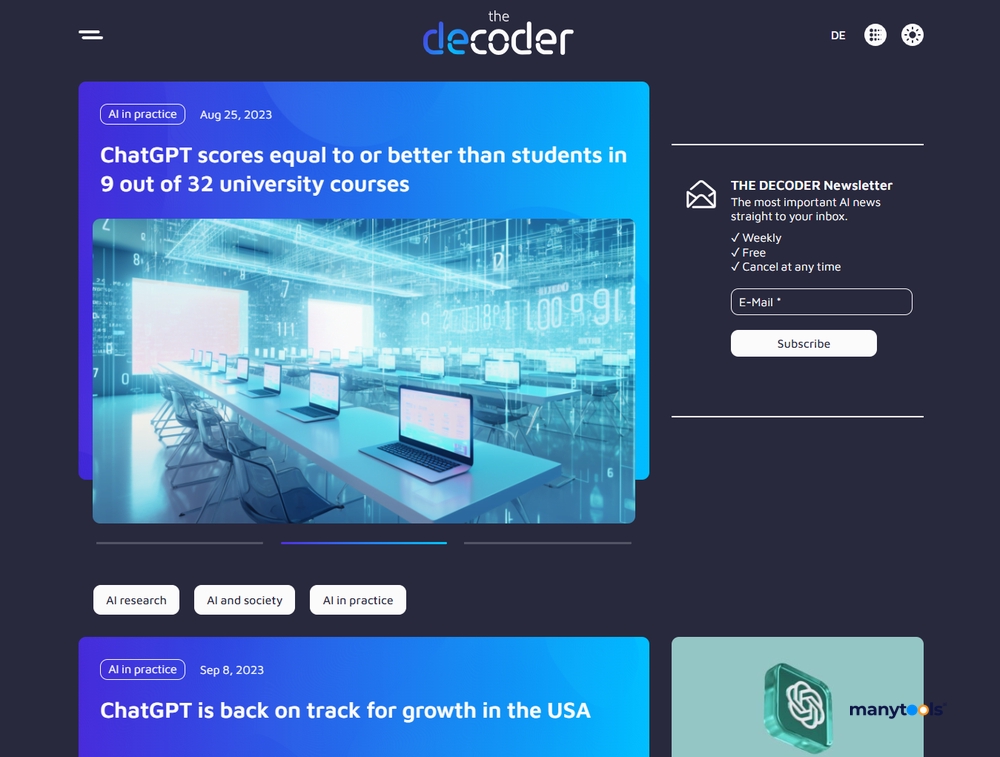The Decoder & 16+ AI Resource Tools Sites Like The-decoder.com/